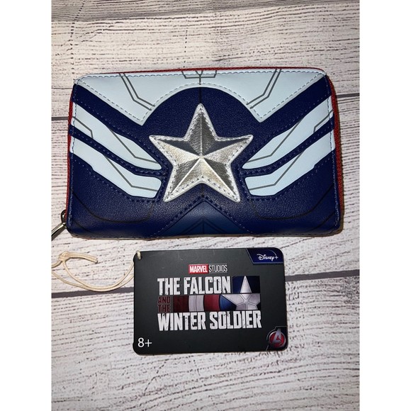 Loungefly | Bags | Marvel Falcon Captain America Cosplay Ziparound ...